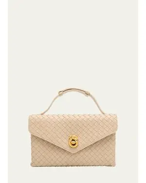 Bottega Veneta Knot Lock Intrecciato Leather Bag - Ecru