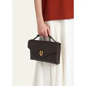 Bottega Veneta Knot Lock Intrecciato Leather Bag - Midnight