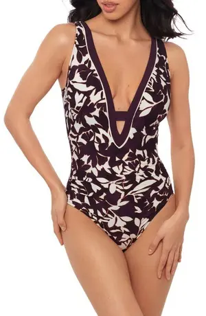 MAGICSUIT® Martinique Tess Floral One-piece Swimsuit - Dark Purple Multi