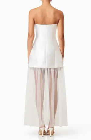 ELLIATT Oleander Floral Appliqué Strapless Mini Dress