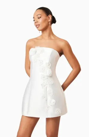 ELLIATT Oleander Floral Appliqué Strapless Mini Dress