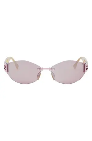 Fendi 74mm Oversize Geometric Sunglasses - Pink / Other / Violet
