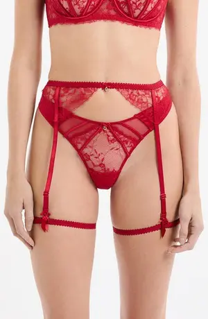 ETAM Mascarade Porte Jartelle Lace Garter Belt - Red