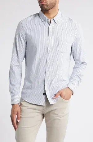 Rails Vance Stripe Cotton Blend Twill Button-up Shirt - Blue White Stripe