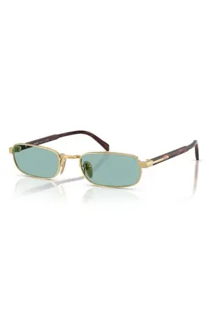 Prada 54mm Rectangular Sunglasses - Gold /petrol Green