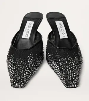 JIMMY CHOO Vivi 65 Mesh Embellished Mules