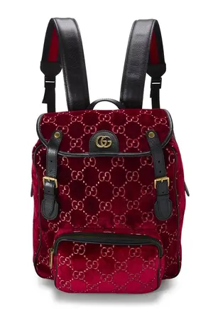 Gucci Velvet Backpack With Gg Embroidery