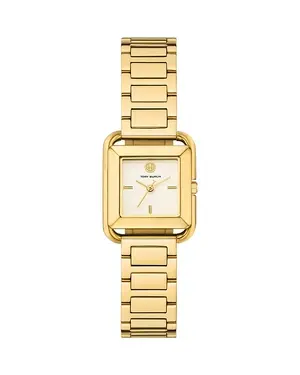 Tory Burch Kira Square Three Hand Watch - White/gold