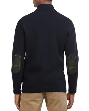 Barbour Wool Tartan Trim Quarter Zip Sweater - Navy