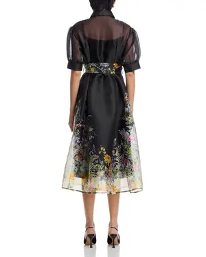 NANCY YANG Floral Print Shirt Dress