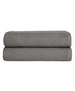 Cozy Earth Waffle Bath Towels, Set Of 2 - Charcoal