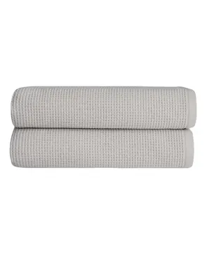 Cozy Earth Waffle Bath Towels, Set Of 2 - Light Grey