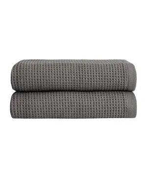 Cozy Earth Waffle Hand Towels, Set Of 2 - Charcoal