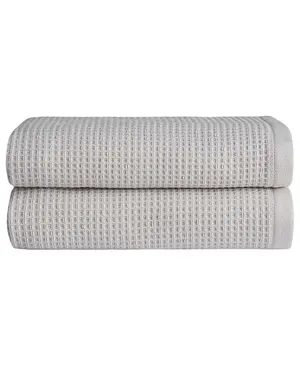 Cozy Earth Waffle Hand Towels, Set Of 2 - Light Grey