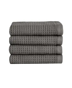 Cozy Earth Waffle Washcloths, Set Of 4 - Charcoal