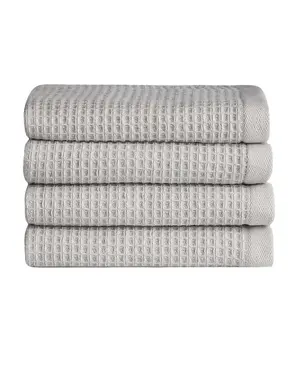 Cozy Earth Waffle Washcloths, Set Of 4 Light Grey