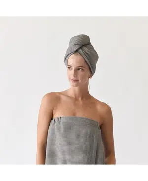 Cozy Earth Waffle Terry Hair Towel - Charcoal