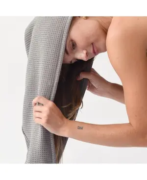 Cozy Earth Waffle Terry Hair Towel - Charcoal