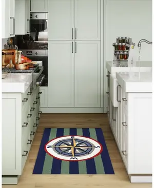 LUSH DECOR Liora Manne Frontporch Striped Compass Area Rug, 2' X 3