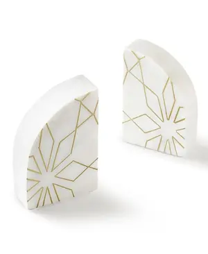 GAURI KOHLI Enchant Marble Bookends, Set Of 2 - White