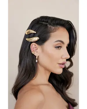 Ettika Tone Hair Barrettes Set - Gold