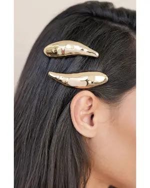 Ettika Tone Hair Barrettes Set - Gold