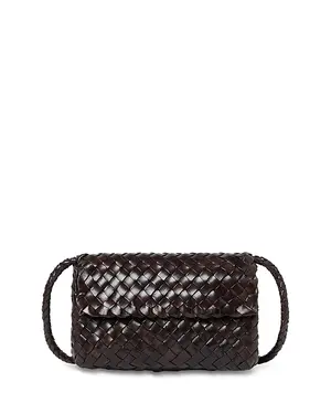 LOEFFLER RANDALL Vinnie Mini Woven Leather Crossbody - Chocolate