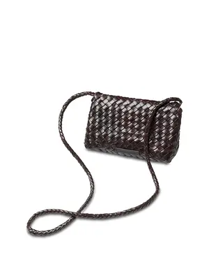 LOEFFLER RANDALL Vinnie Mini Woven Leather Crossbody - Chocolate