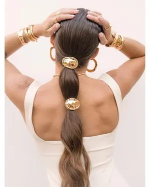 Ettika Liquid Lux Oval Hair Tie - Gold