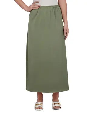 POINT Satin A-line Skirt - Sage