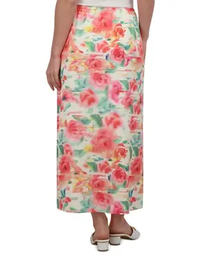 POINT Satin A-line Skirt - Brushed Floral
