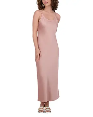 POINT Satin Straight Slip Dress Bleached Mauve