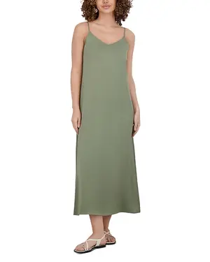 POINT Satin Straight Slip Dress Sage