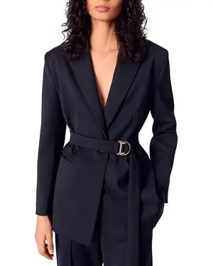 Maje Tailored Suit Jacket - Navy
