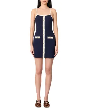 Maje Rib Knit Mini Dress In Navy - 40% Off | Editorialist