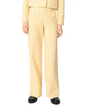 Maje Metallic Tweed Straight Leg Trousers
