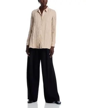 Eileen Fisher Classic Collar Crinkle Silk Shirt