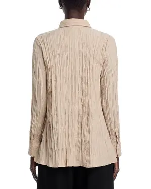 Eileen Fisher Classic Collar Crinkle Silk Shirt