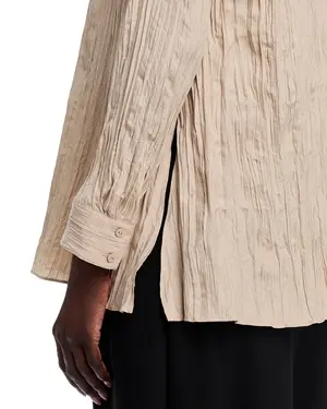 Eileen Fisher Classic Collar Crinkle Silk Shirt