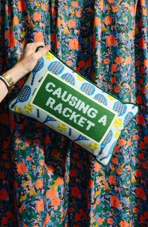 FURBISH Needlepoint Pillow - Causing A Racket