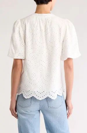 GIBSONLOOK Eyelet Bubble Sleeve Top