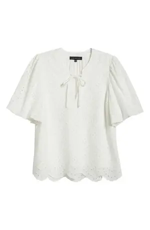 GIBSONLOOK Eyelet Bubble Sleeve Top