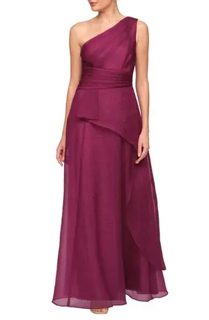 Js Collections Seraphina One-shoulder Organza Gown - Violet Rose