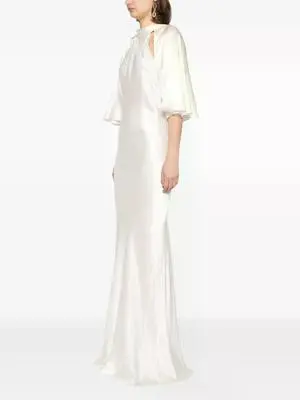 Michelle Mason Backless Halter-neck Gown - White