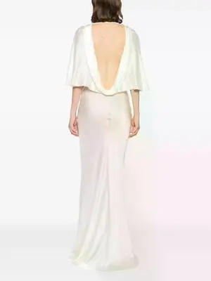 Michelle Mason Backless Halter-neck Gown - White