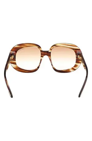 TOM FORD Icon 53mm Round Sunglasses - Brown Yellow / Grad Amber