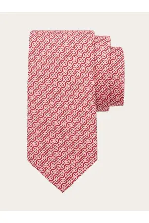 FERRAGAMO Woven Print Silk Tie - Red
