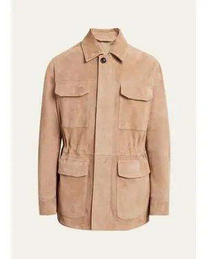 Brioni Brioni Lambskin Suede Field Jacket Brown