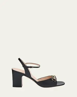 Gucci Lady Horsebit Leather Sandals - Black