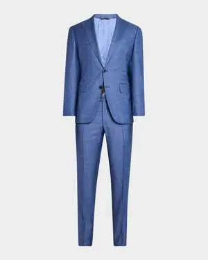 Canali Textured Solid Suit - Med Blue